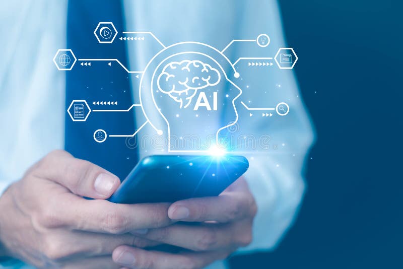 AI Chat Concept AI, Artificial Intelligence. Businessman Using Technology Smart Robot AI, Enter ...