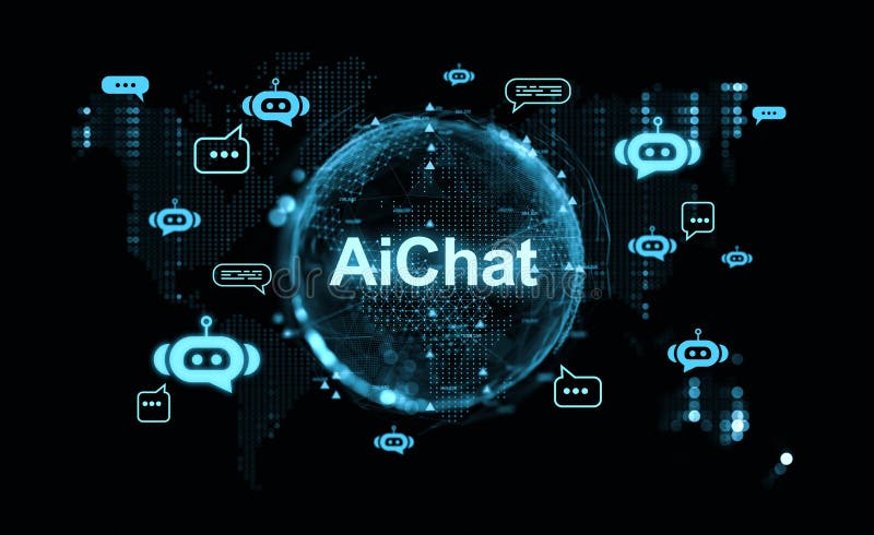 AI Chat Hologram and Virtual Assistant Icons, Bot Communication Stock ...