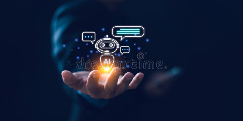 AI Tech. Chat Bot, Chat with Ai. Virtual Graphic of a Chatbot on a ...