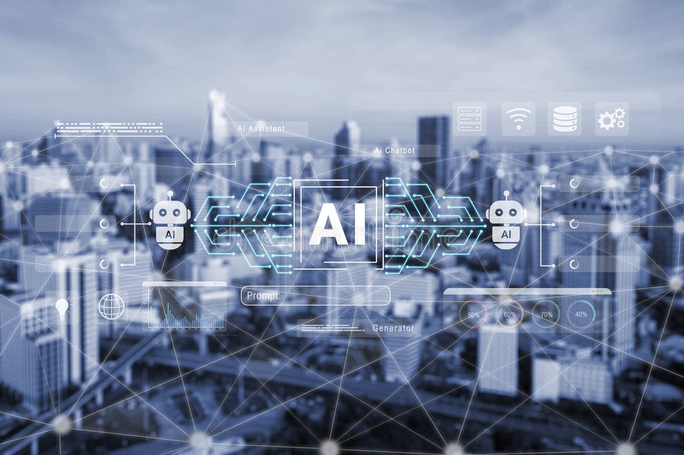 AI Chatbot Assistant and Neural Processing Interface Parse Stock Illustration - Illustration of ...