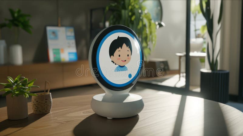 AI Chatbot Avatar Displayed on a Screen a White Robot Sitting on a ...