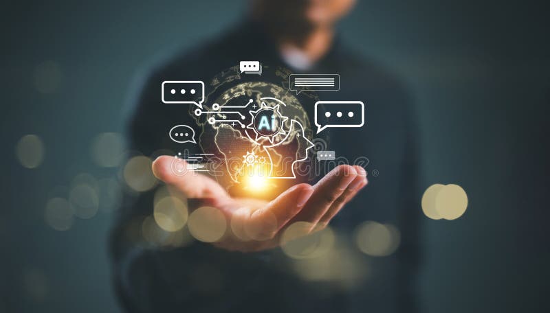 Human and Artificial Intelligence Interaction Concept. Artificial ...