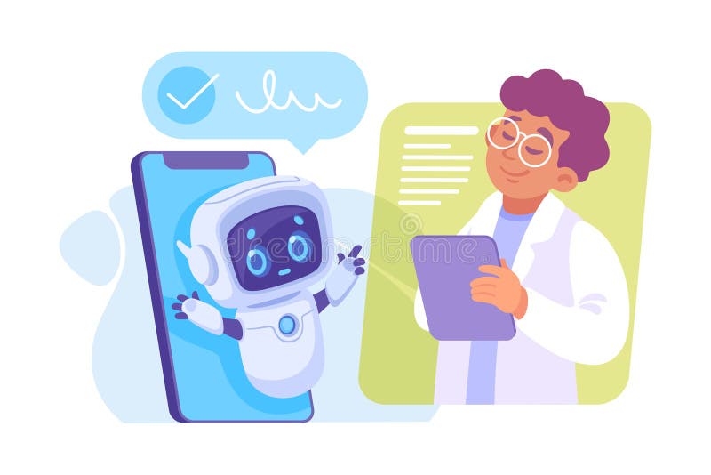 Ai Chatbot Communication with Man at Smartphone Vector Illustration ...