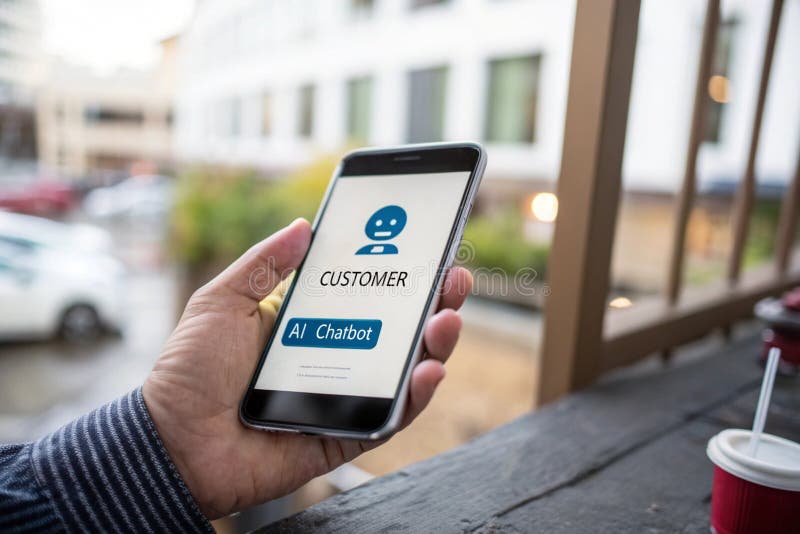 AI Chatbot: Customer Service Revolution Via Smartphone Interface Stock ...