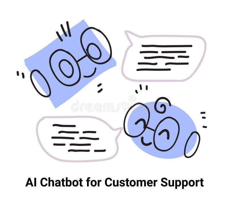 AI Chatbot Customer Support Concept with Smiling Faces and Speech ...