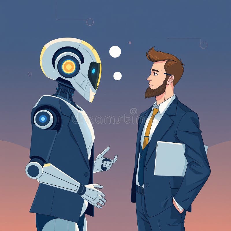 Talking To a Businessman, an Artificial Intelligence Humanoid Robot ...