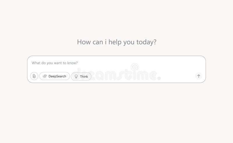 AI Chatbot Interface with Search and Deep Think Stock Illustration ...