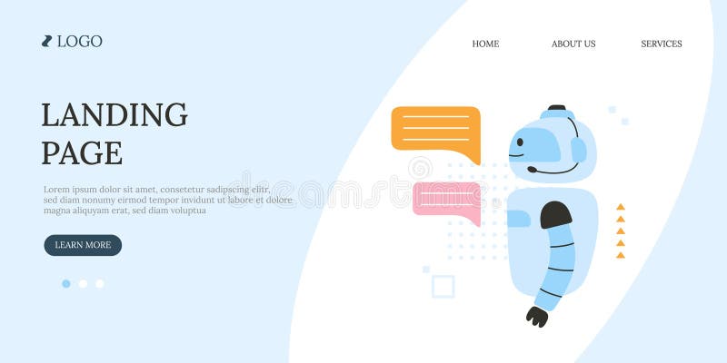 AI Chatbot Landing Page Template Stock Vector - Illustration of ...