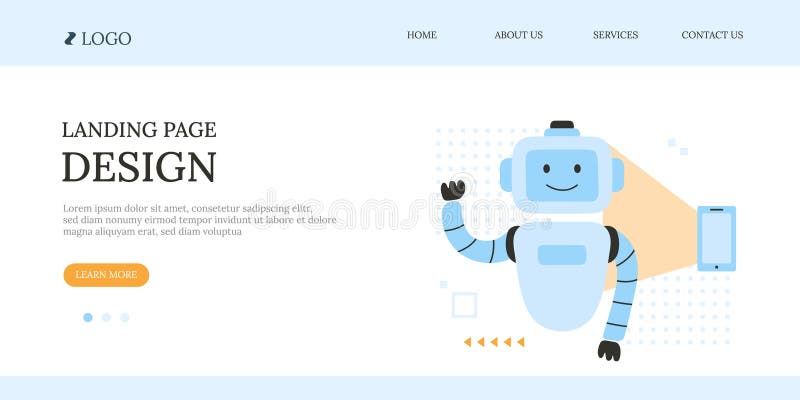 AI Chatbot Landing Page Template Stock Vector - Illustration of ...