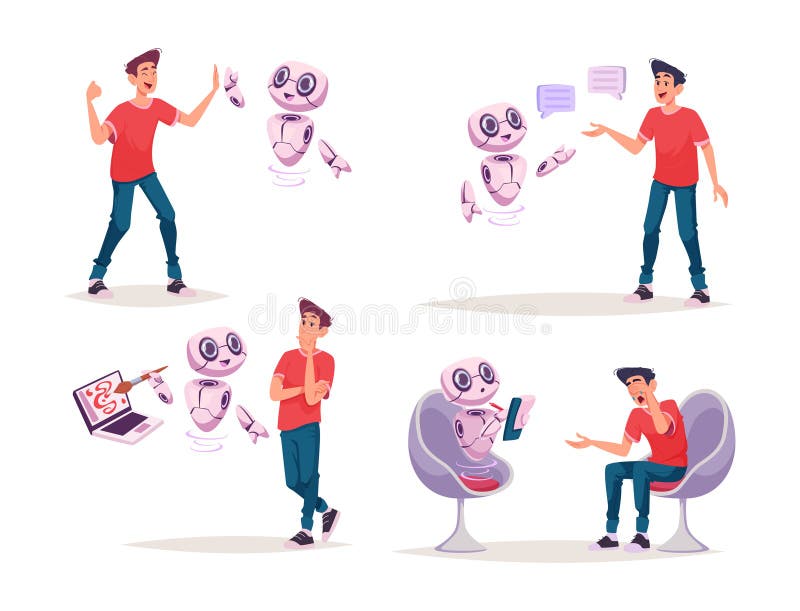 Ai Chatbot. People Conversation with Smart Computer Ai System Chatbot ...