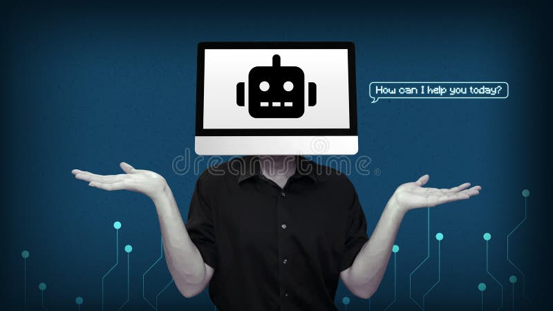 AI Chatbot Personal Virtual Assistant in Human Form Collage Stock ...