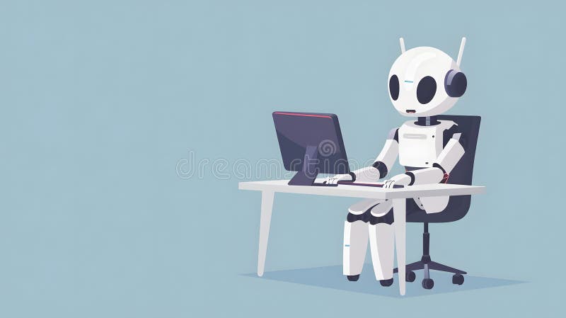Tech Companion - Robot Assistant at Workstation, Ai Generated Stock ...