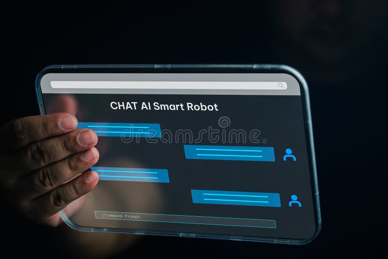 AI Chatbot Smart Digital Customer Service Application Concept. Man ...