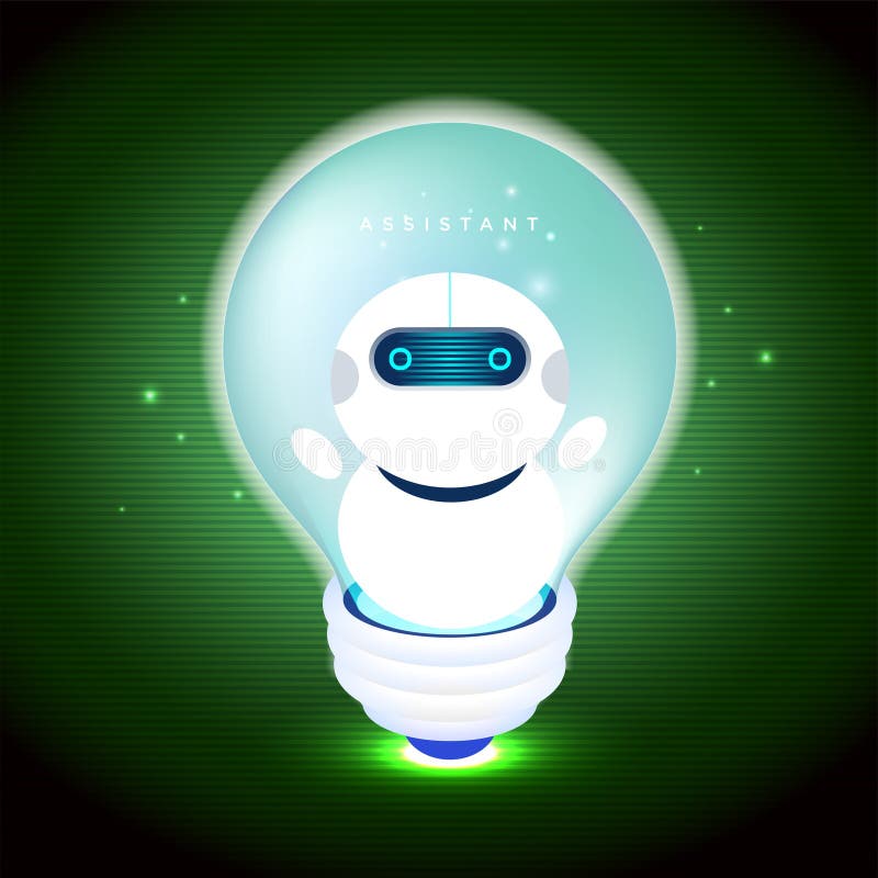 AI Chatbot Virtual Assistant Inside Light Bulb Innovation Idea Concept Stock Vector ...