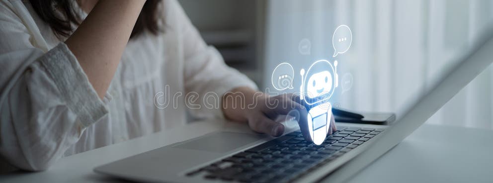 AI Chatbot Virtual Assistant for Smart Communication Latch Stock Image - Image of data, agent ...