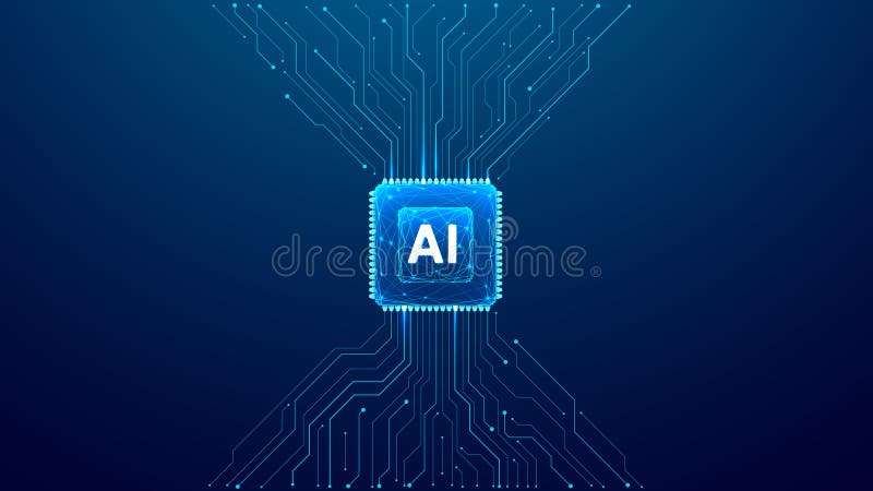 AI Chip Background with Circuit Line Light Elements. Stock Vector ...