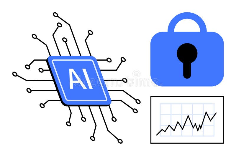 Artificial Intelligence and Cybersecurity with Growth Data Stock Vector ...