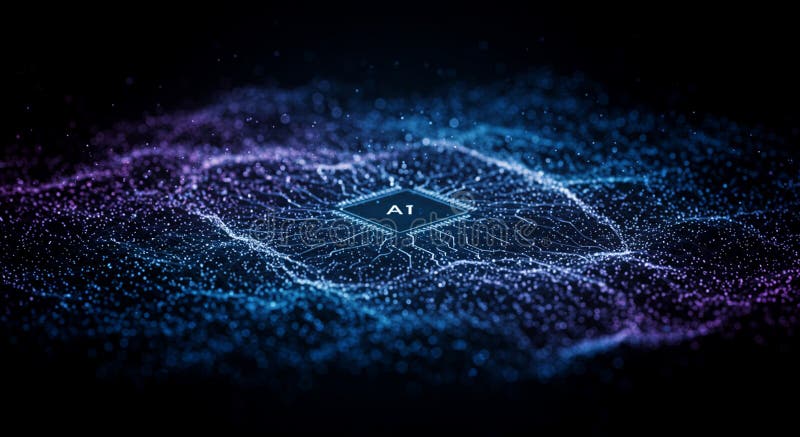 AI Chip and Data Flow Visualization Stock Photo - Image of cyberspace ...