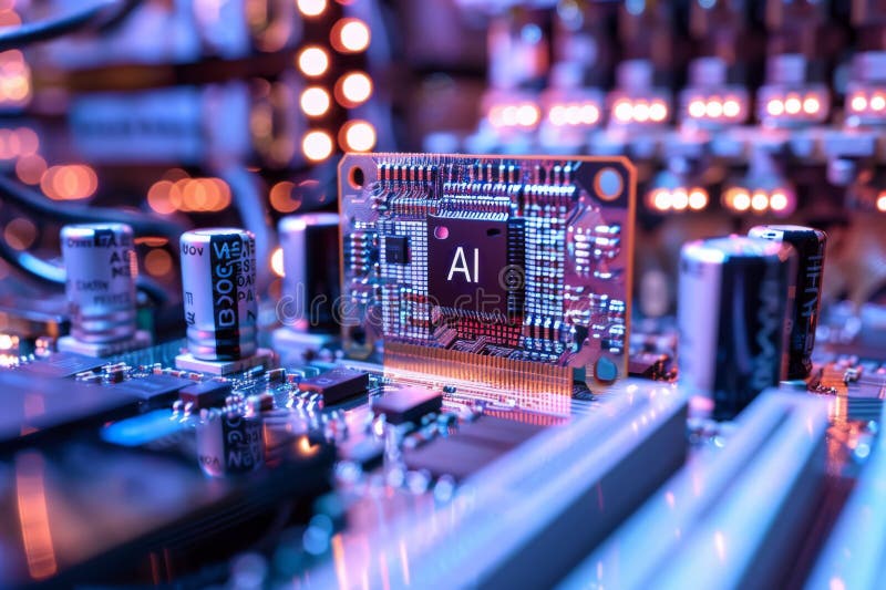 AI Chip on Illuminated Circuit Board, Technology Concept Stock ...