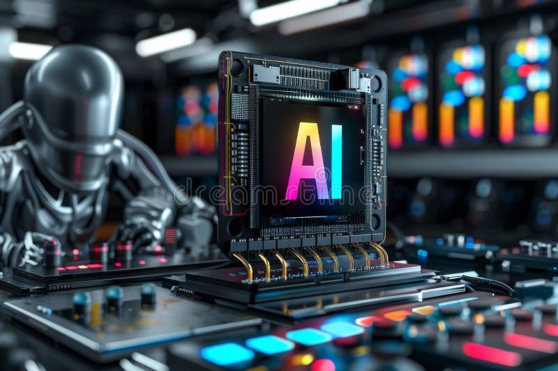 AI Chip on Modern Motherboard, Advanced Technology, Artificial ...