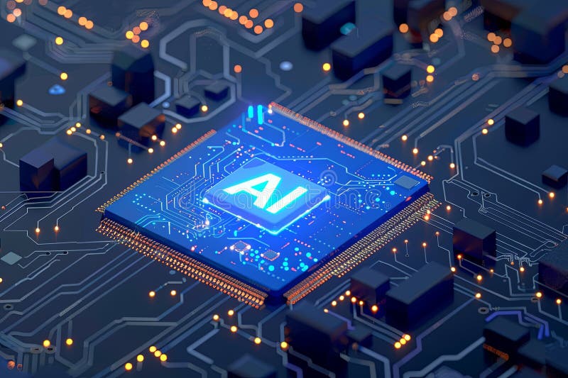 AI Chip on a Motherboard. AI Image Stock Illustration - Illustration of ...