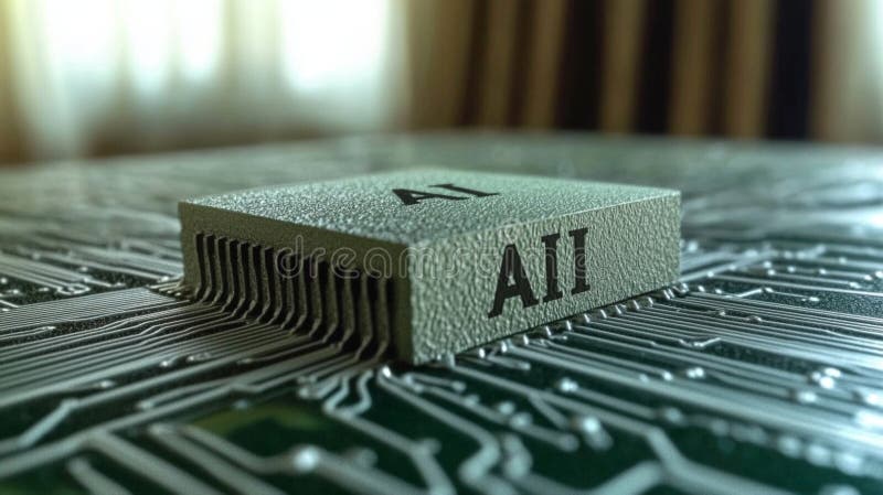 Ai Chip Processing Unit Connecting To Circuit Board Stock Image - Image ...