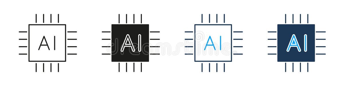 Ai Processor Chip Icon Artificial Intelligence Technology Stock ...