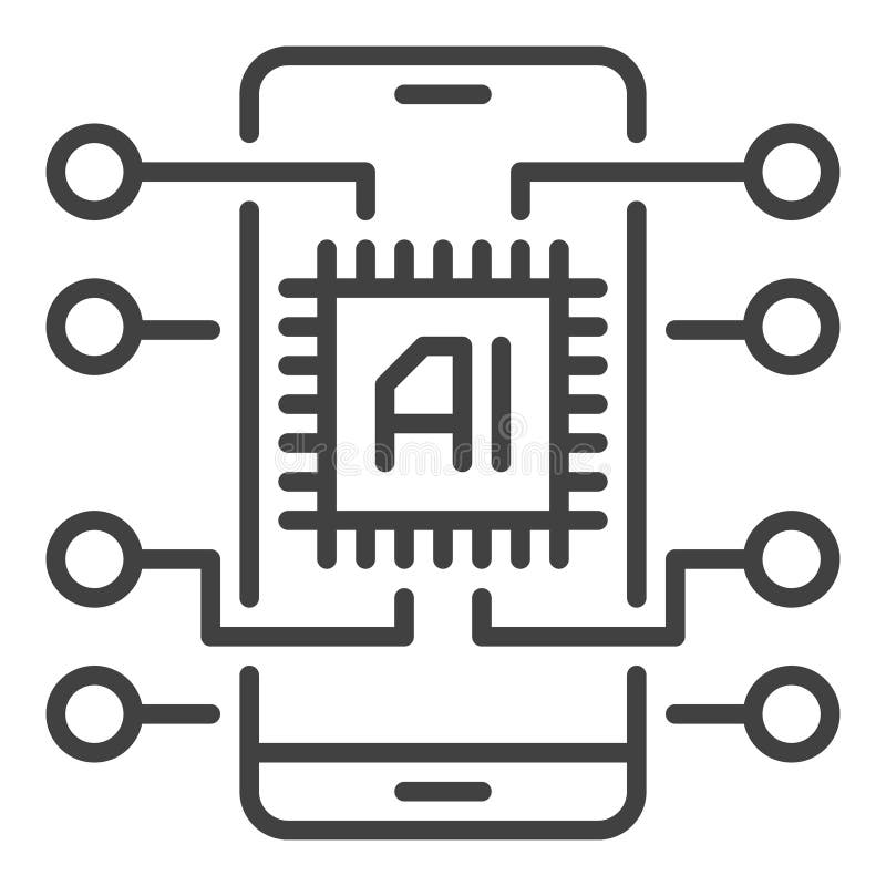 AI Chip in Smartphone Vector New Mobile Technology Outline Icon or ...