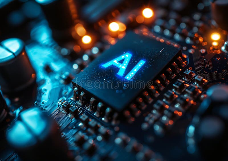 AI Chip Technology Closeup of Advanced Artificial Intelligence ...