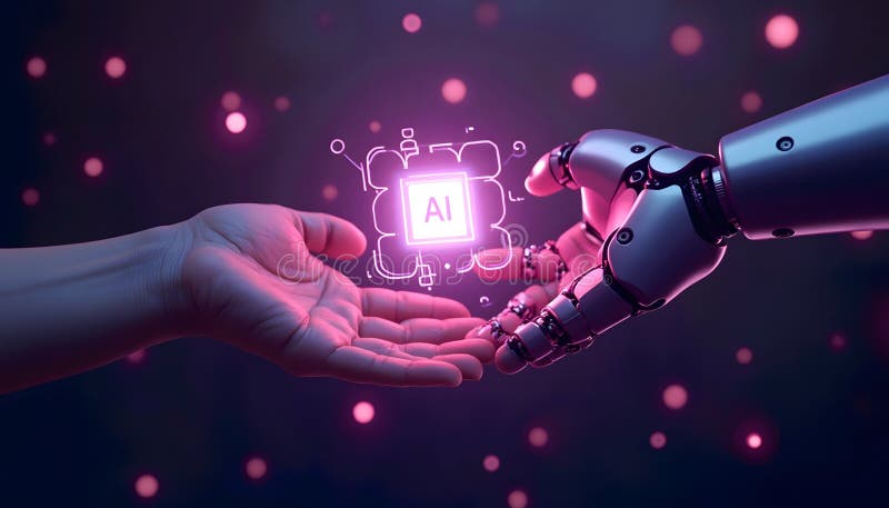 Ai Chip Transfer between Human Hand and Robot Hand Stock Illustration ...