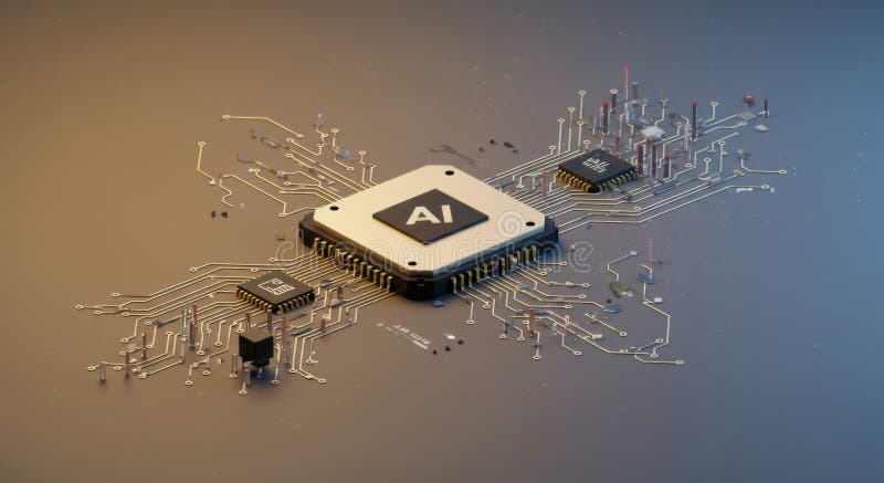 AI Chipset: Circuit Board Detail Stock Illustration - Illustration of ...
