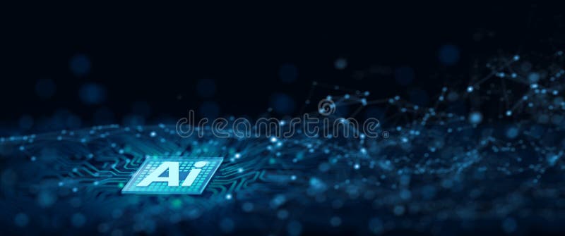 Ai Chipset on Computer Circuit Board. Ai CPU Concept. 3D Rendering ...