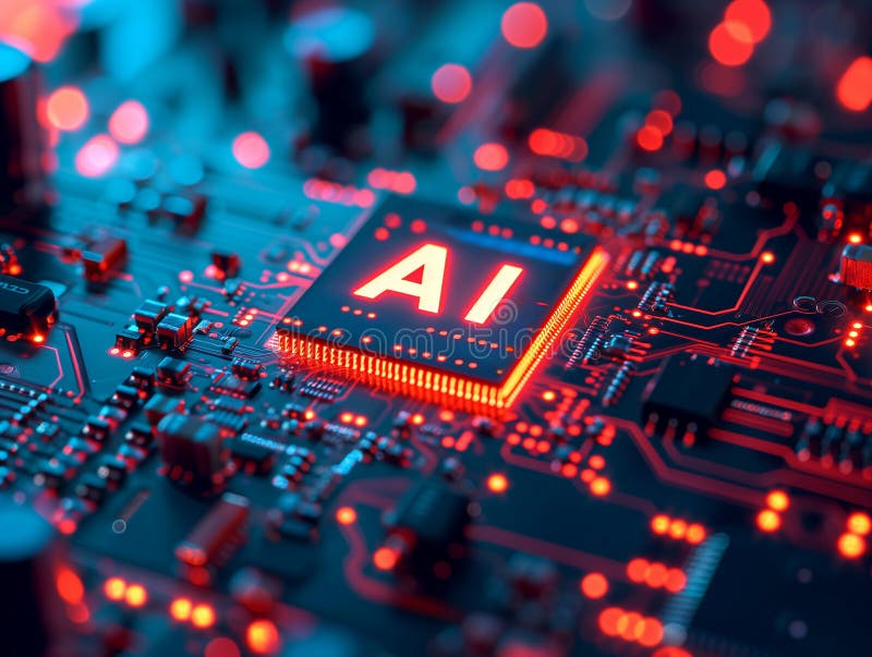 AI Chipset Core with Illuminated Electronic Circuitry Stock ...