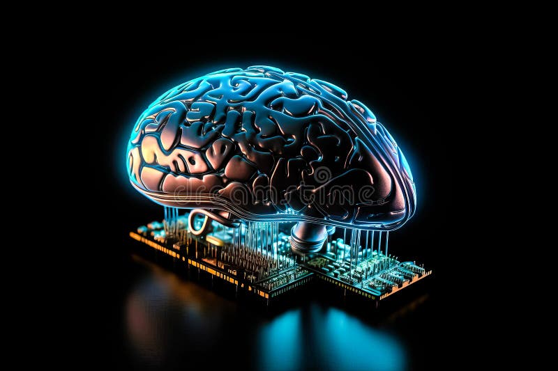 Ai Chipset with Human Brain on Computer Circuit Board. Artificial ...