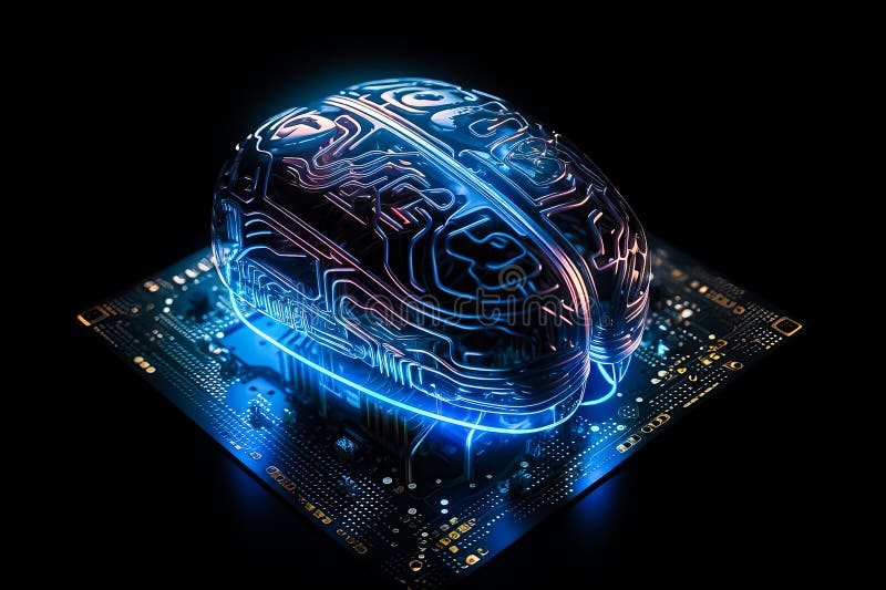 Ai Chipset with Human Brain on Computer Circuit Board. Artificial ...