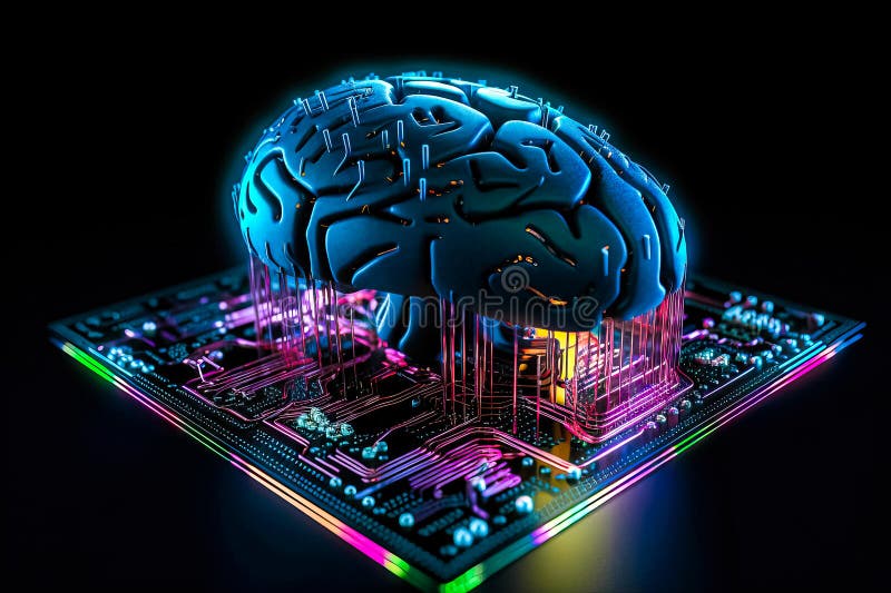 Ai Chipset with Human Brain on Computer Circuit Board. Artificial ...