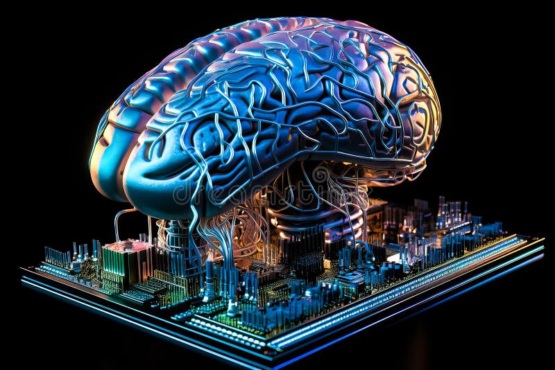Ai Chipset with Human Brain on Computer Circuit Board. Artificial ...