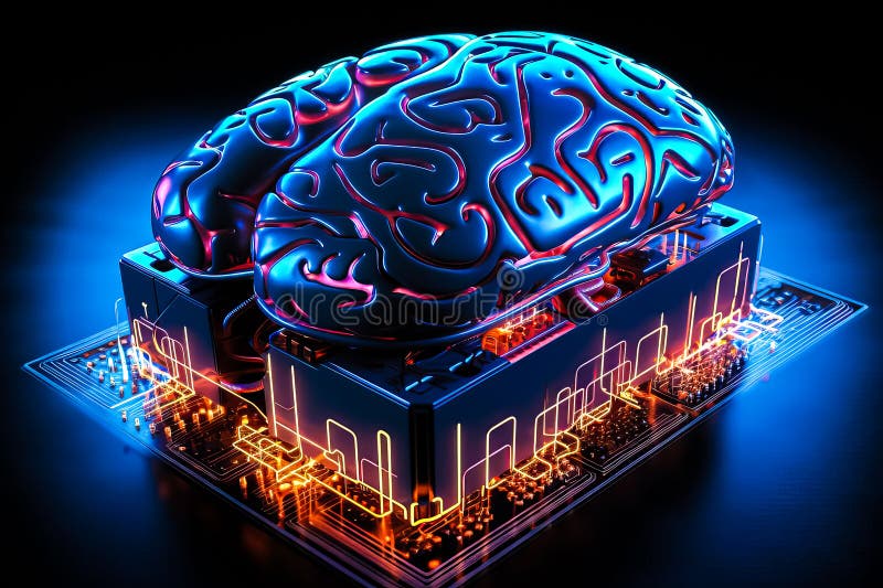 Ai Chipset with Human Brain on Computer Circuit Board. Artificial ...