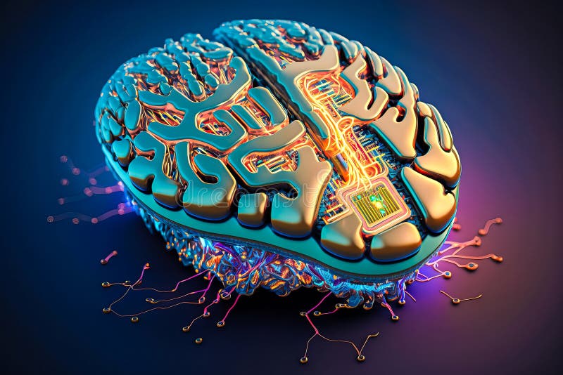 Ai Chipset with Human Brain on Computer Circuit Board. Artificial ...