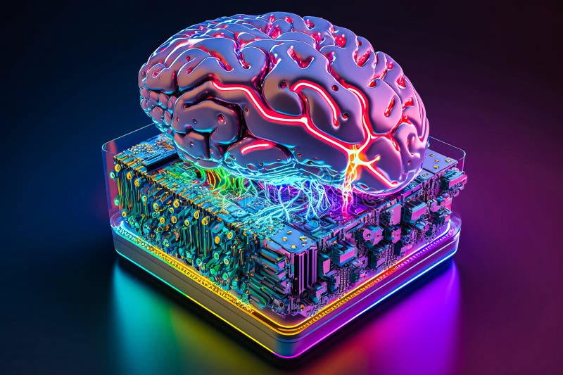 Ai Chipset with Human Brain on Computer Circuit Board. Artificial ...