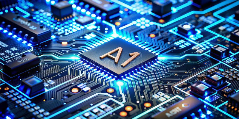 AI Chipset on a Motherboard, 3D Render, Circuitry, Technology, Computer ...