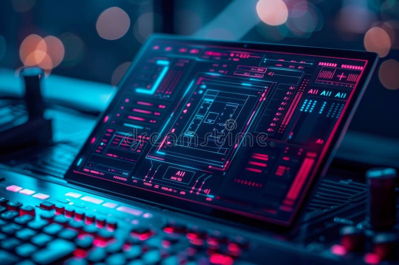 AI Circuit Board with Glowing Digital Elements Stock Illustration ... AI Circuit Board with Glowing Digital Elements Stock Illustration ...