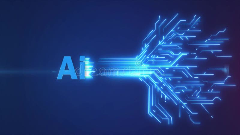 AI Circuit Board with Glowing Line Data Transfer Technology Animation ...