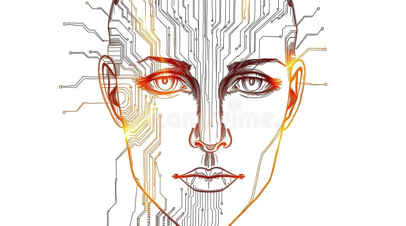 AI Circuit Face stock image. Image of artificial, connection - 385395971