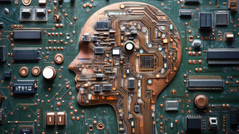 AI the Circuit of the Mind. AI Generated Stock Illustration ...