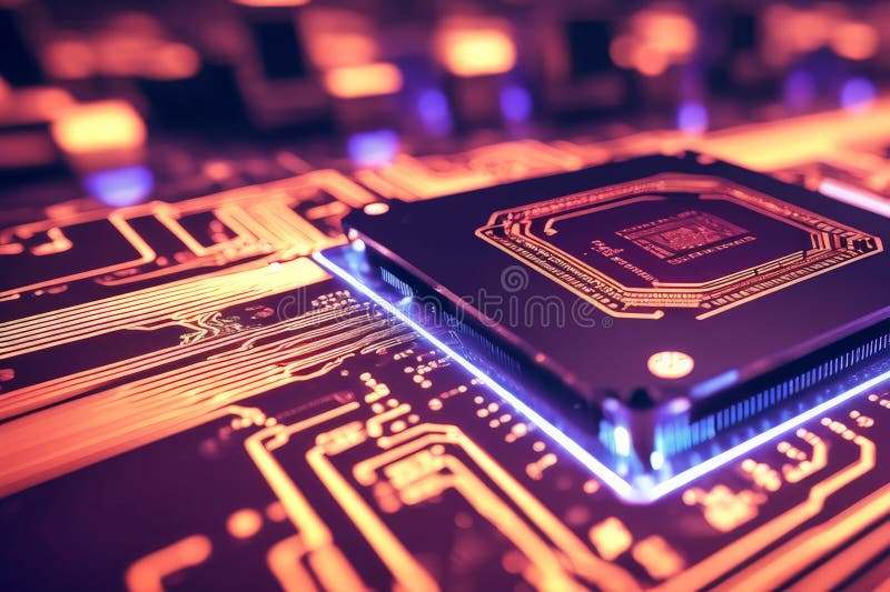 AI Circuitry Tech. CPU and Computer Chip Concept Stock Illustration ...