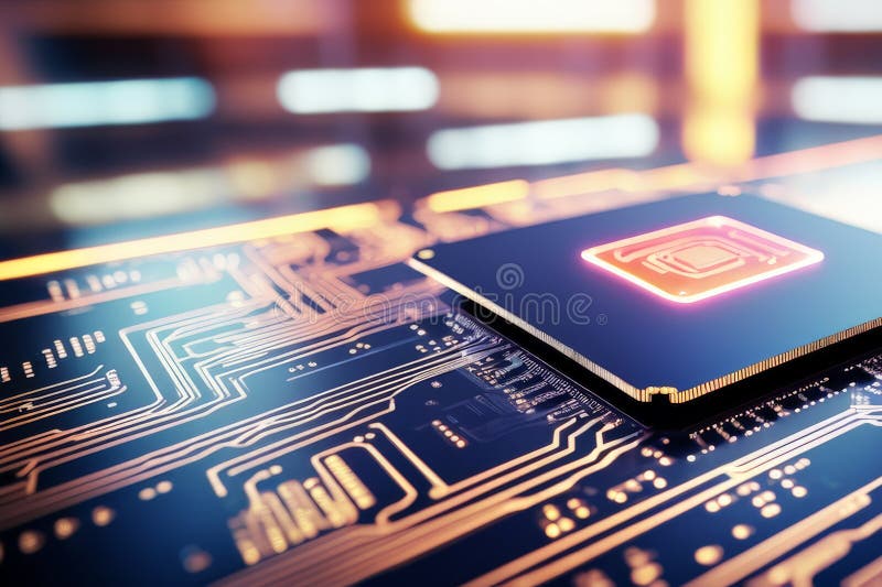 AI Circuitry Tech. CPU and Computer Chip Concept Stock Illustration ...