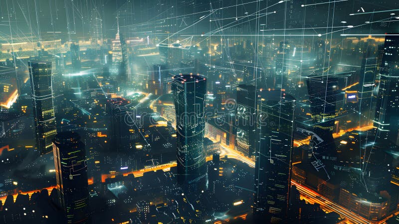 Cities Digital Networks Seamless Integration Futuristic Stock ...