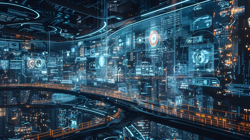 AI City Advanced Technology Futuristic Stock Illustration ...