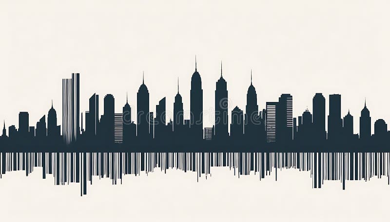 AI Cityscape Barcode stock illustration. Illustration of architecture ...